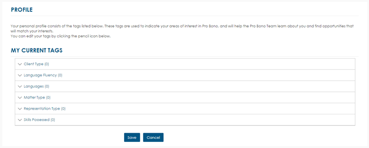 Tagging your Profile – Pro Bono Manager